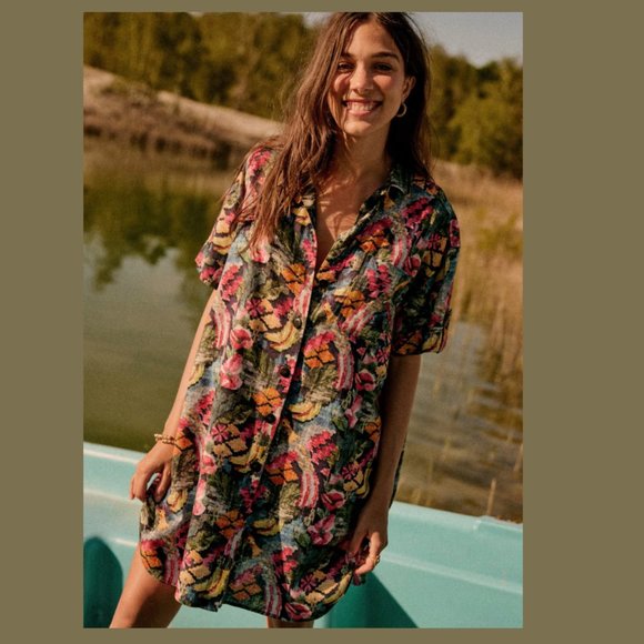 Sezane | Dresses | Sezane Sofia Dress In Black Tropics | Poshmark
